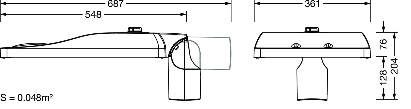 Streetlight SL 31 midi, direkt asymmetrisch breit strahlend, ST1.0a, mit Smart Interface oben ...